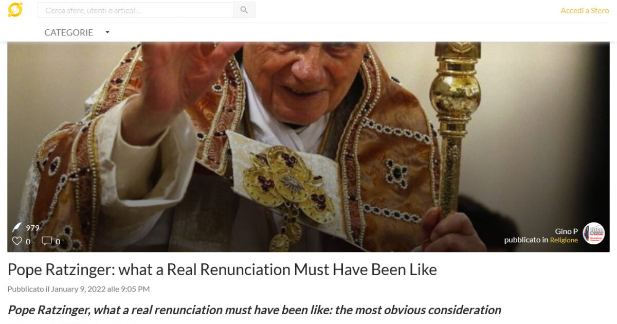 Conci: What is truly incredible about the Renunciation of Pope Benedict ...