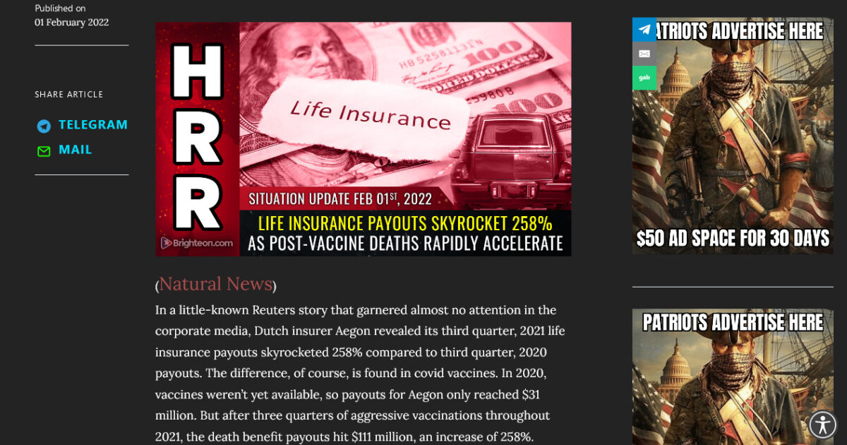 Dutch Insurer sees 258% increase in Death Payouts in 3Q of 2021 | From Rome