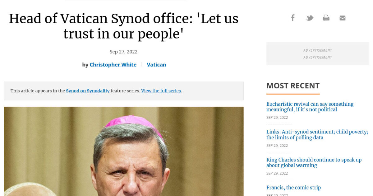 Head of Bergoglian Synod Process: Let’s trust the pervert prophets at our Synods | From Rome