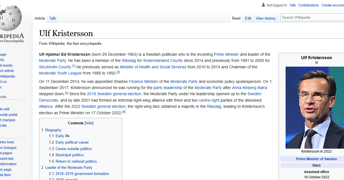 SWEDEN has a new Prime Minister, Ulf Kristersson | From Rome