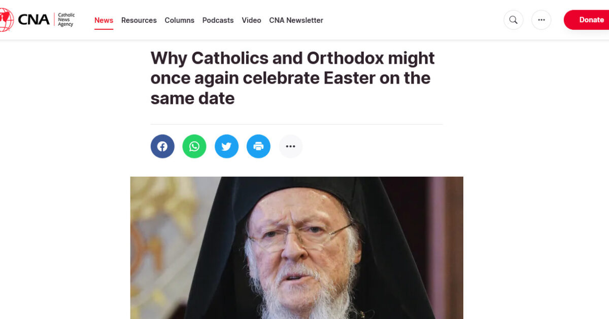 Catholics and Orthodox discuss a common date for Easter | From Rome