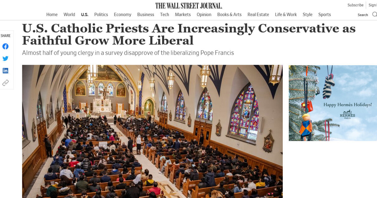 USA: Nearly 50% of younger Clergy disapprove of Bergoglio | From Rome