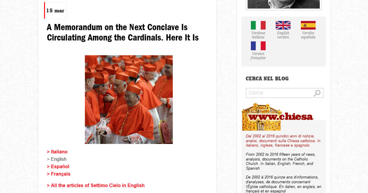 The Memorandum on the Next Conclave, written secretly by Cardinal Pell ...