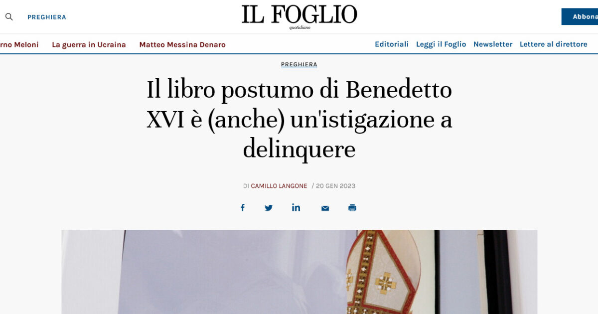 Pope Benedict XVI’s Posthumous New Book’s Has Powerful Message for the ...