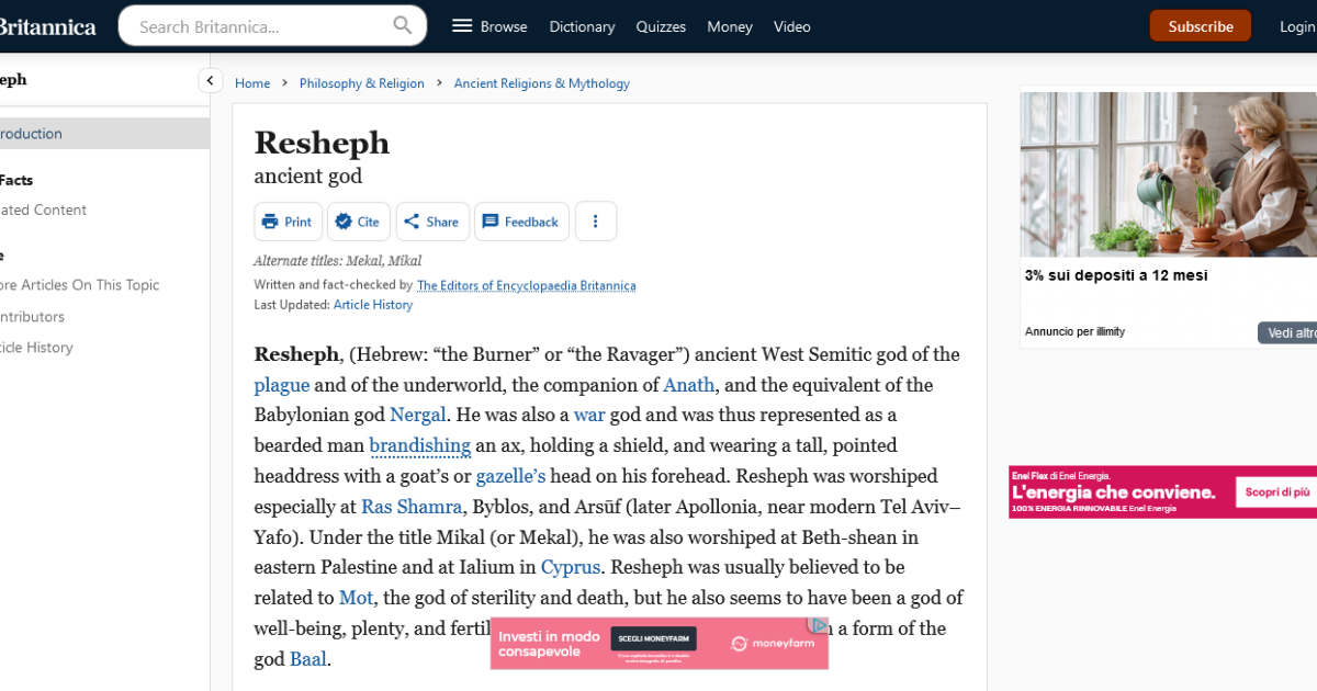 Resheph, the God of plagues whose name pronounced backwards is Pfizer ...