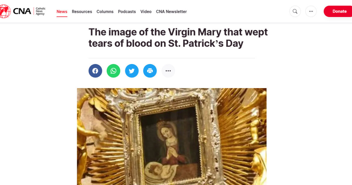 IRELAND: 226 years ago, the Weeping Irish Madonna, when Catholics were ...