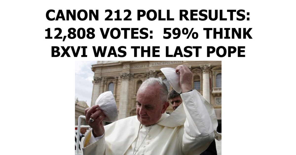 59% of the Readers of Canon212.com are public heretics | From Rome