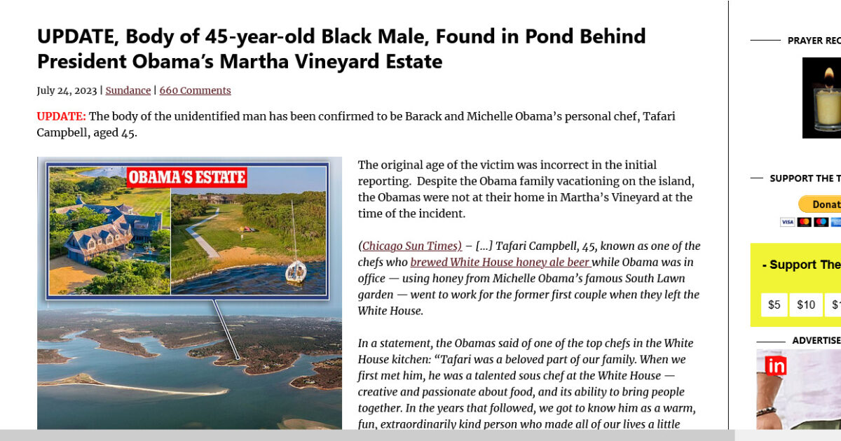 USA: Obama says the chef, found dead in his pond, was part of his ...