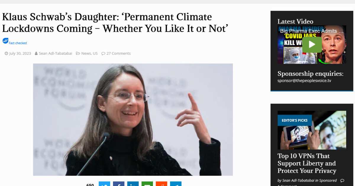 Nicole Schwab says Permanent Green-Lockdowns are coming whether you like it or not | From Rome