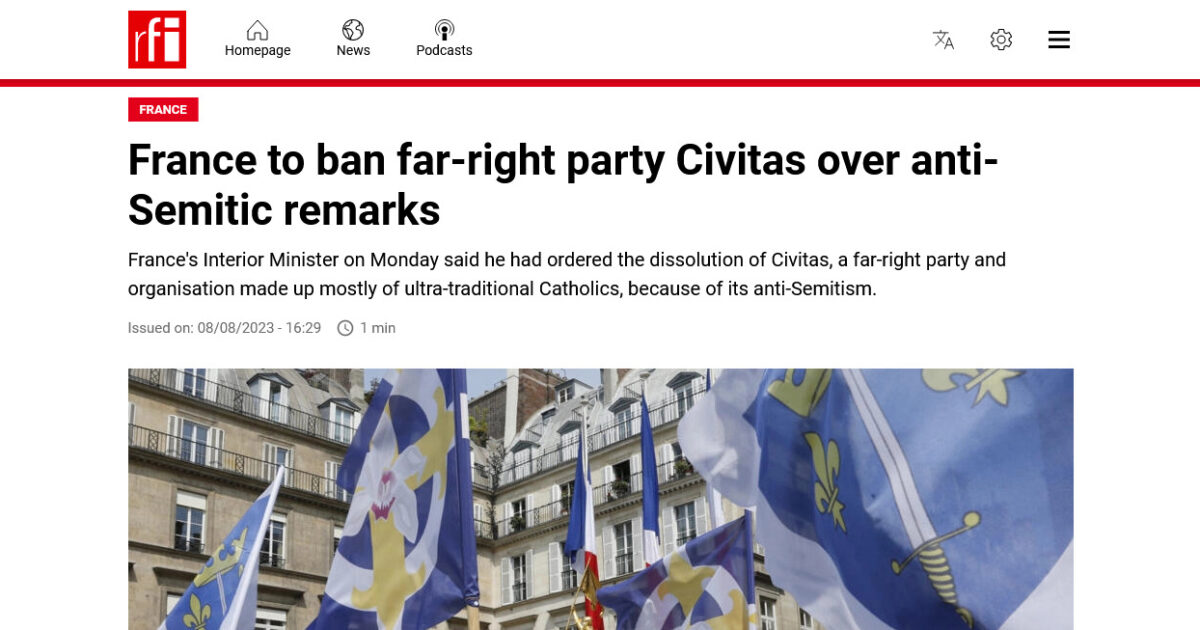 FRANCE: Muslim Interior Minister to ban Catholic Political Party for ...