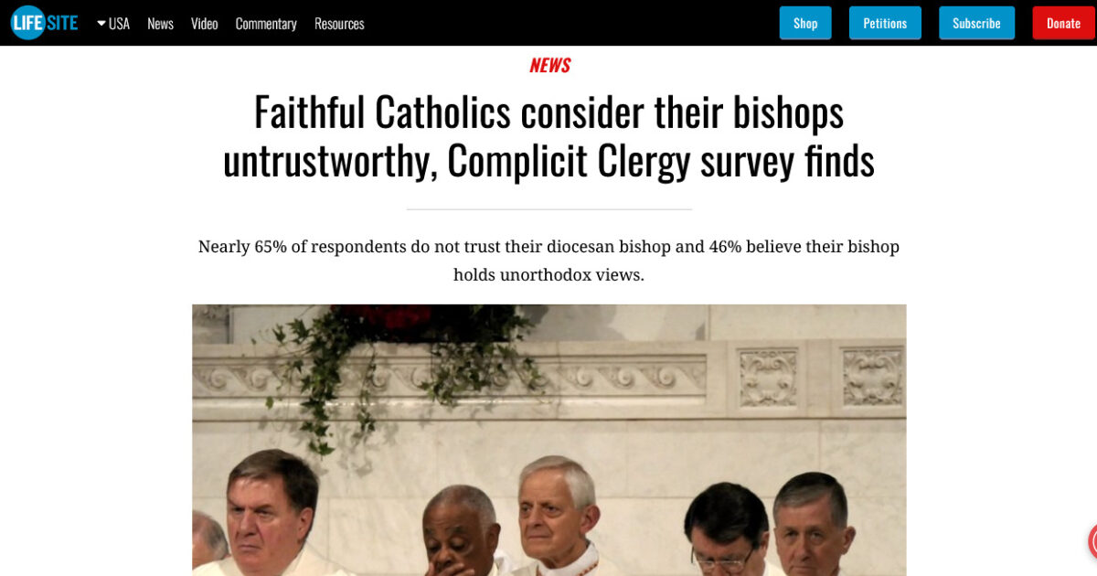 USA: 65% of Catholics don’t trust their Bishop, 48% say the same are ...