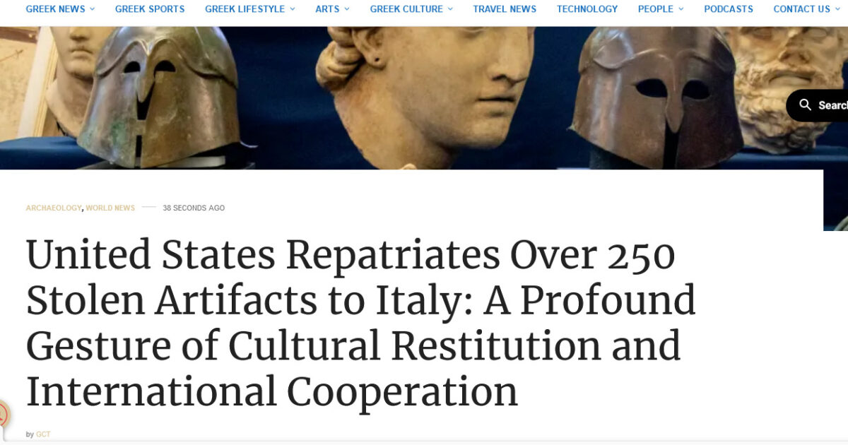 USA returns 250+ stolen Archeological Artifacts to Italy | From Rome