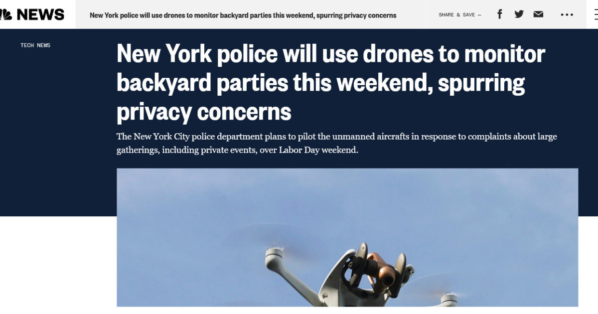 PLANDEMIC WATCH: New York City Police to begin Drone Surveillance of ...