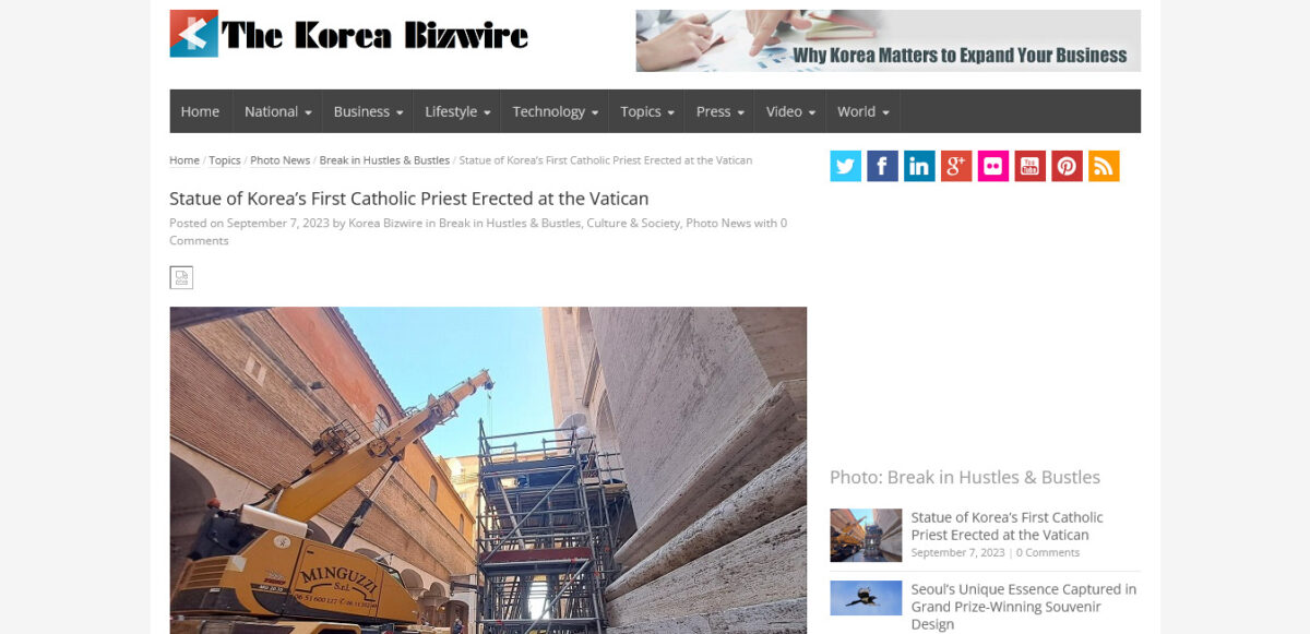 VATICAN / KOREA: Statue of First Korean Priest to be unveiled at St ...