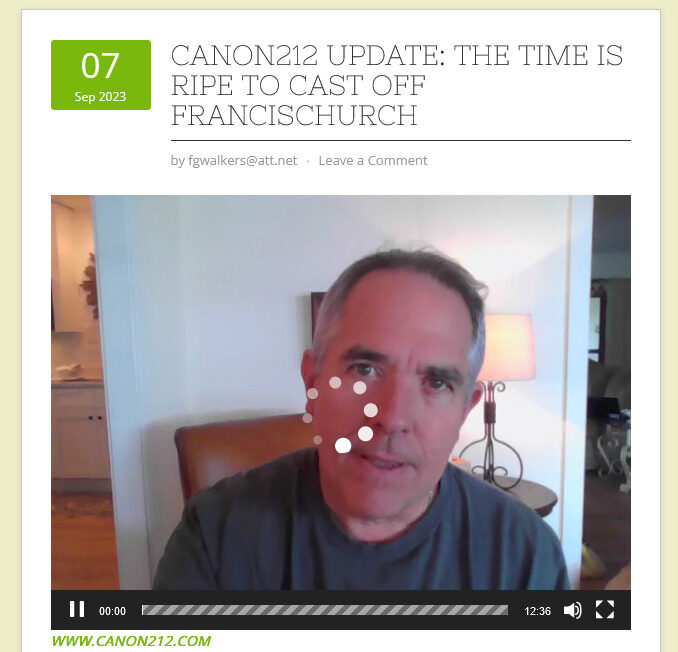 Frank Walker of Canon212.com calls on Catholics to schism from the Pope ...