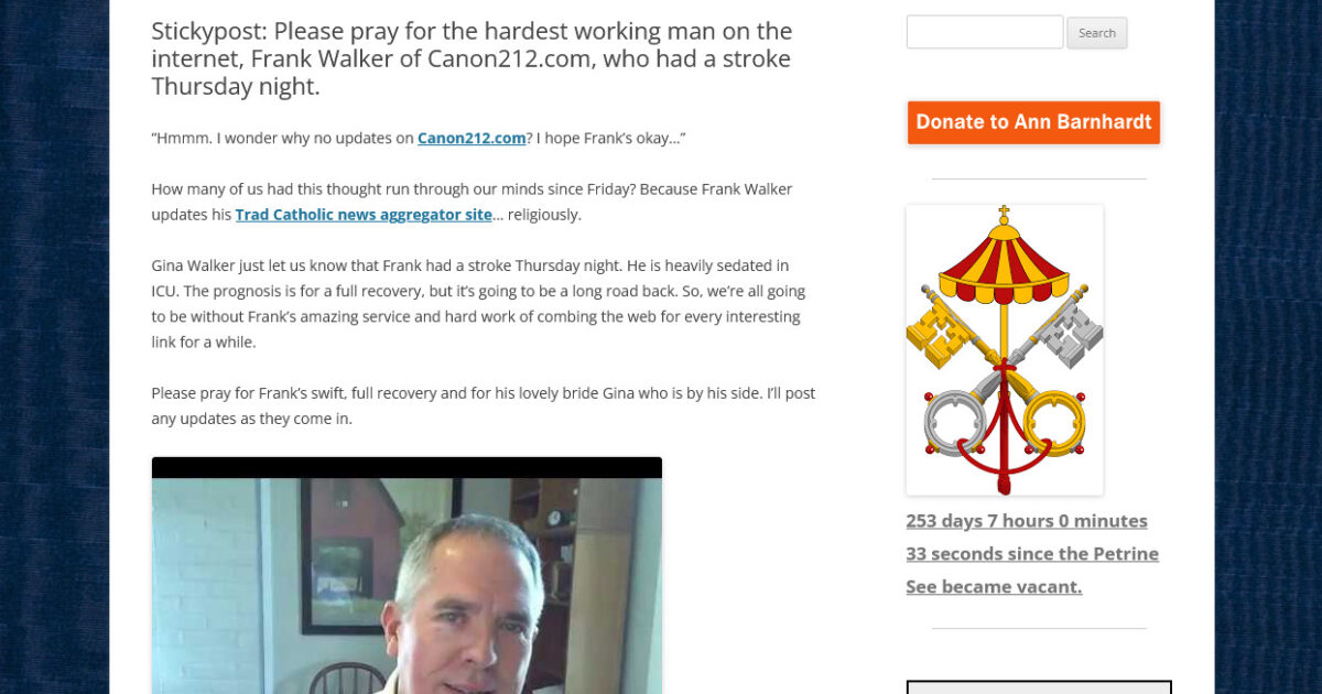 Prayers Requested for Frank Walker (Canon212.com) who has had a stroke ...