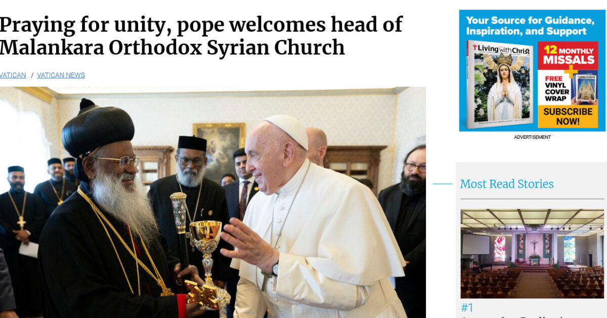 Pope to meet today with Head of the Syro-Malankara Orthodox Church ...