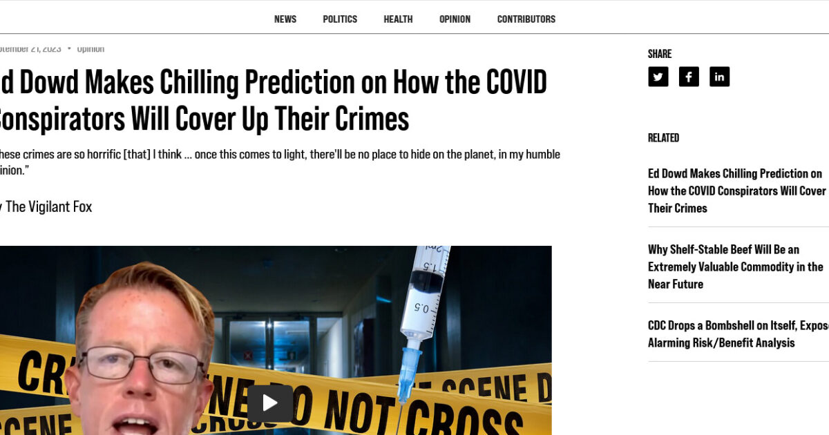 ED DOWD: When the pot of outrage over Plandemic is about to boil ...