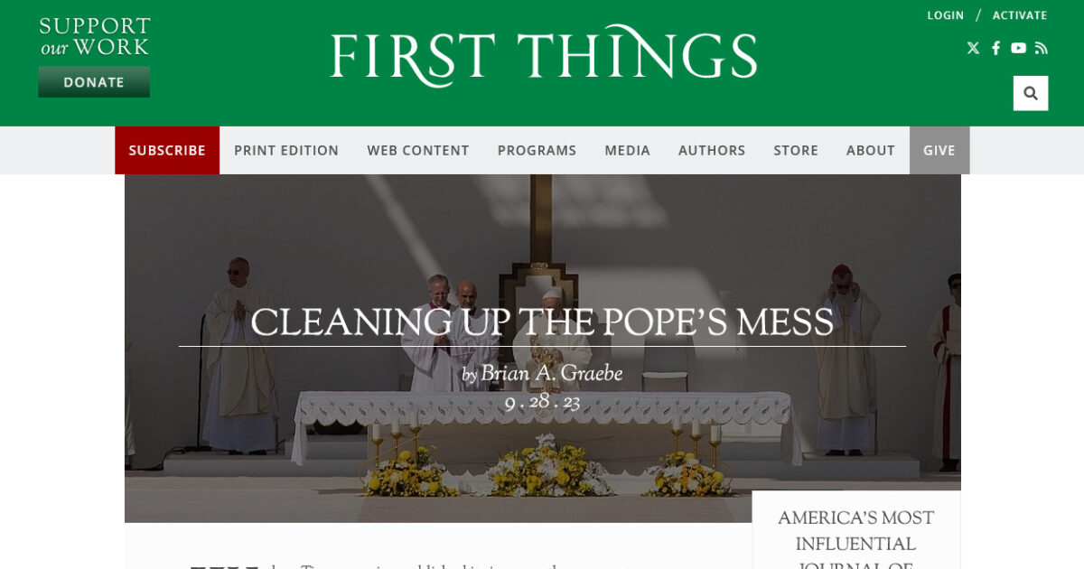 On the Next Pope’s Herculean task of cleaning up Bergoglio’s Mess ...