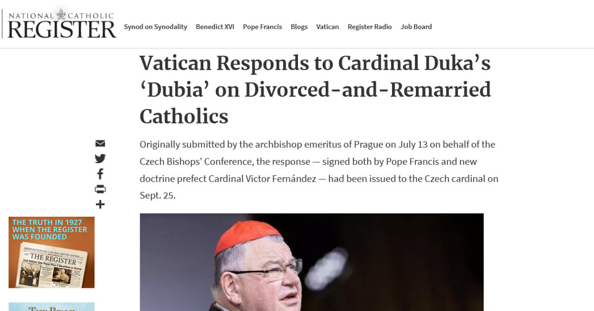 Cardinal Fernandez, the Heretical Pervert tells Cardinal Duka that ...