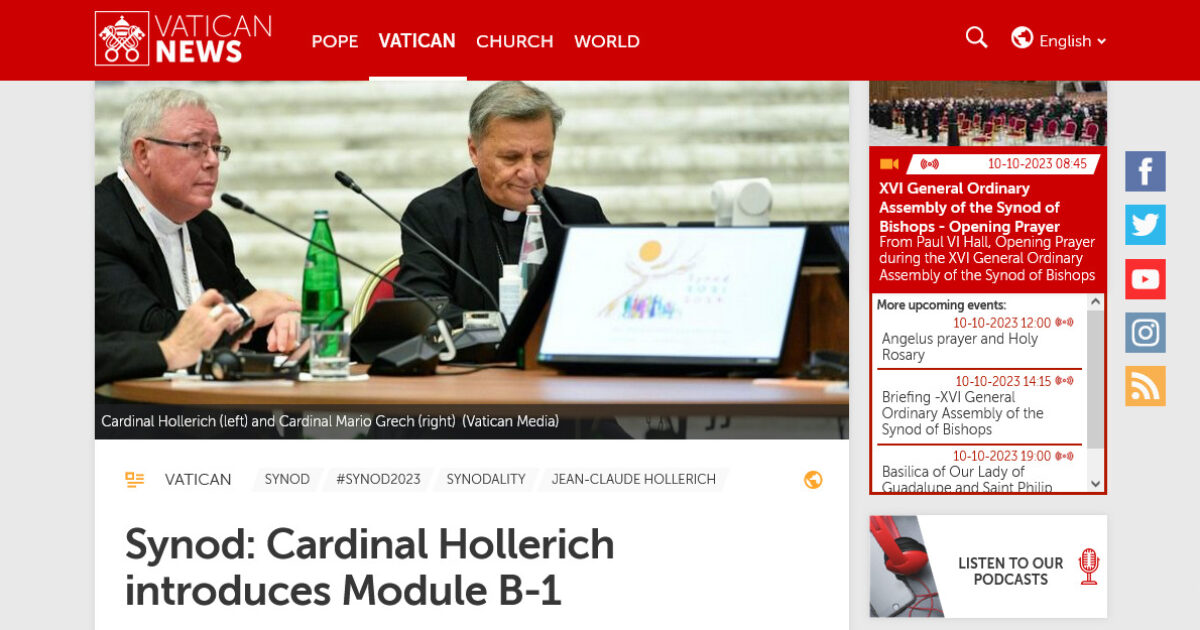 VATICAN: Second Week of “Synod” opened by radical Sexual Perversion ...