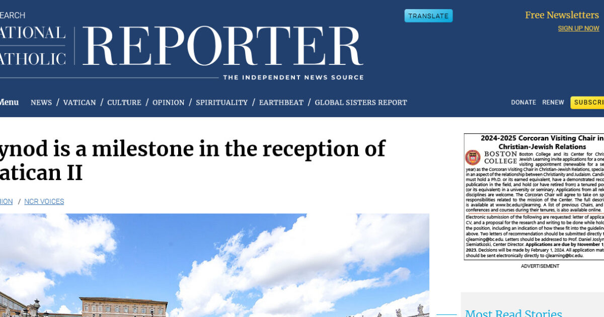 The NCR shell game on the Ecclesiology of the “Synod on Synodality ...