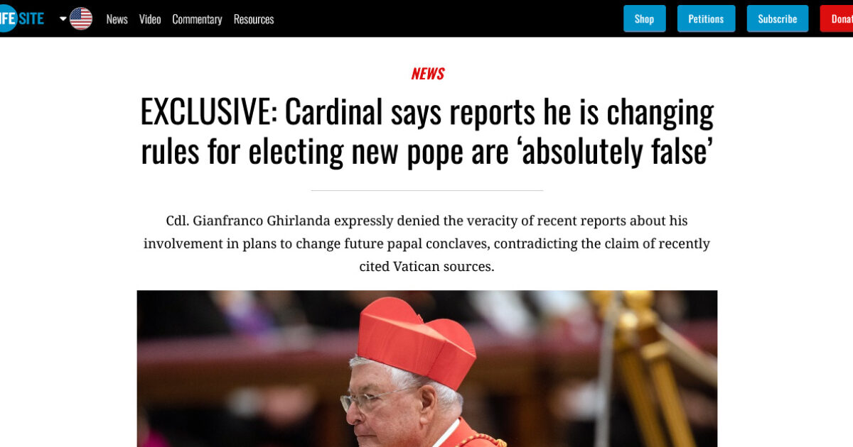 Cardinal Ghirlanda: Reports that I am working on a document to change ...