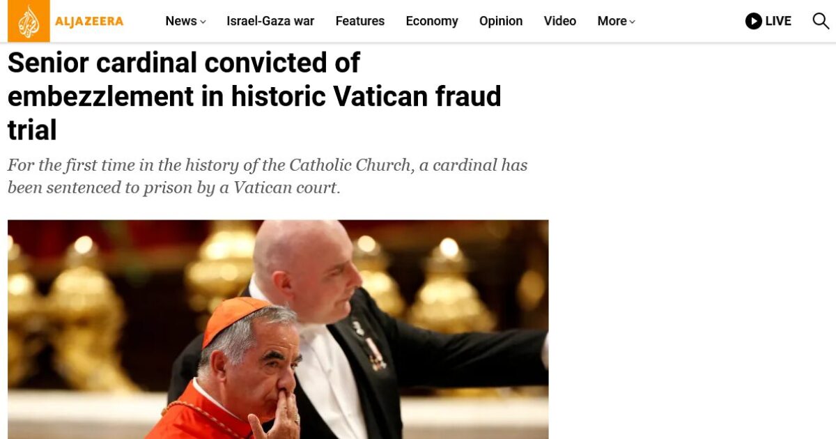 VATICAN: Cardinal Becciu sentenced to 5 1/2 years prison | From Rome