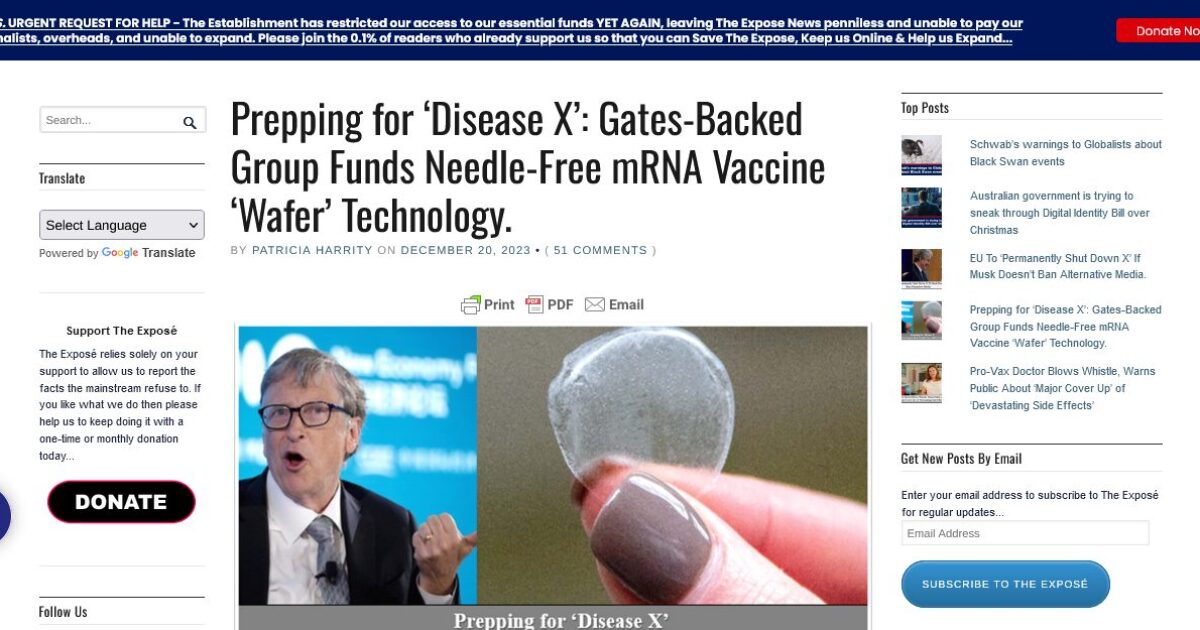 Bill Gates funds ‘under the tongue wafer’ tech to mass murder millions ...