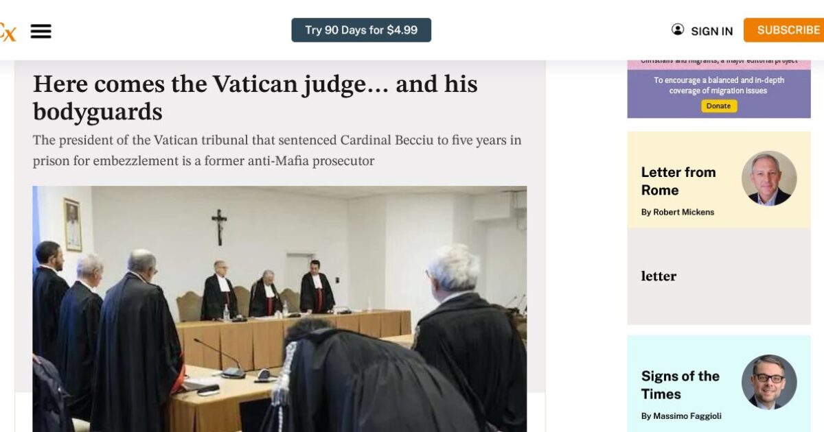 VATICAN Trial of Cardinal Becciu was adjudicated by Mafia Prosecutor ...