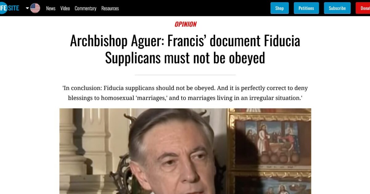 ARGENTINA: Bishop Aguer says Fiducia supplicans must NOT be obeyed ...
