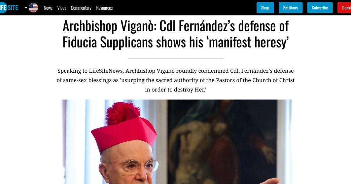 Archbishop Viganò: Cardinal Fernandez’s recent defense of Fiducia ...