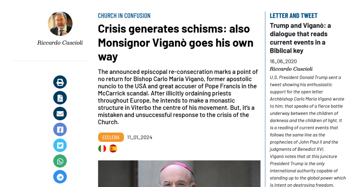 Has Archbishop Viganò been excommunicated? | From Rome