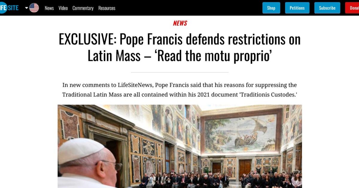 Pope Francis suppressed Ancient Mass based on survey he refuses to ...