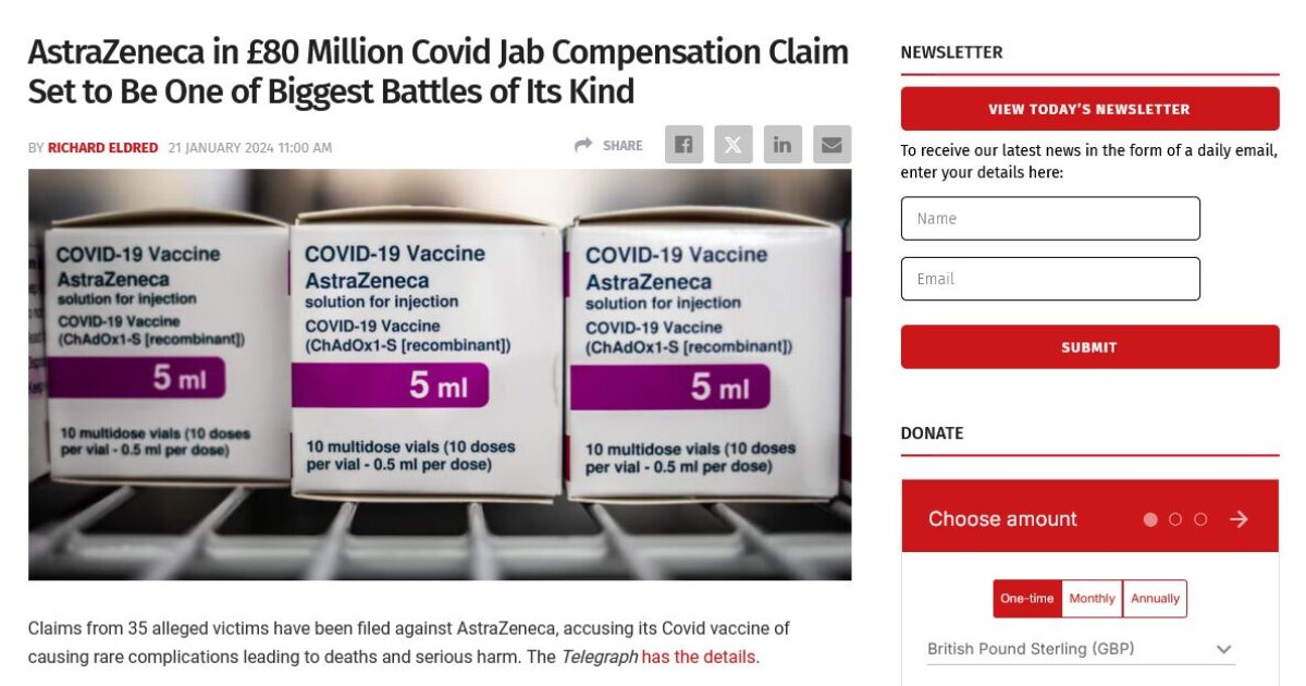 UK: AstraZeneca sued for £80 Million for causing blood clots via ...