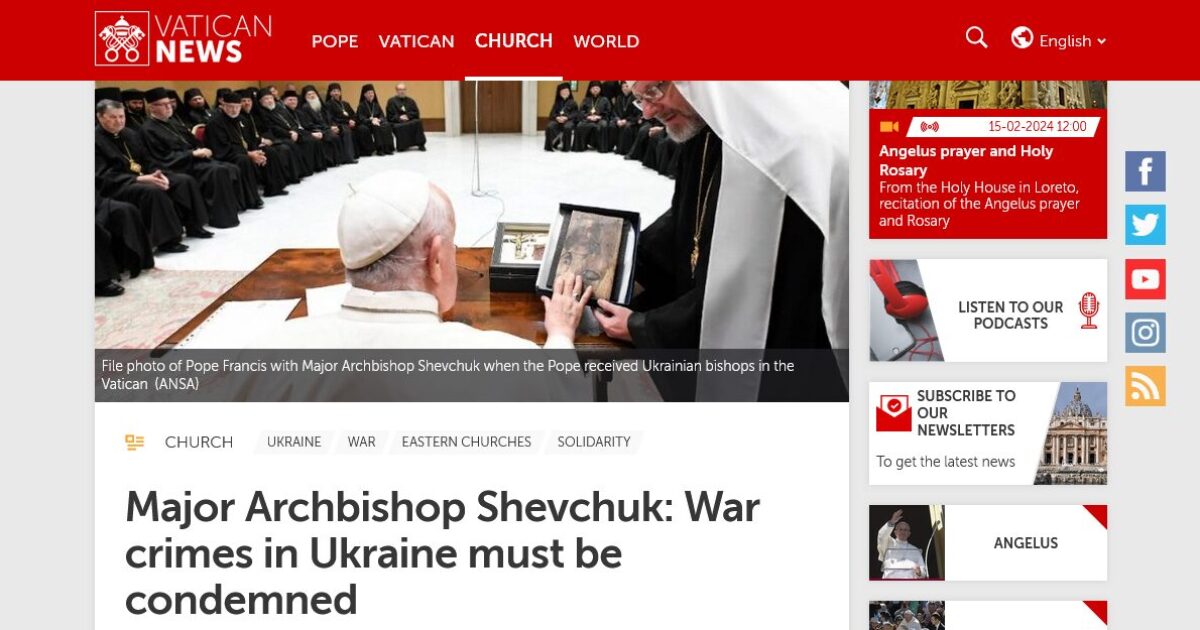 Archbishop Shevchuk: Russia’s War Crimes must be condemned | From Rome