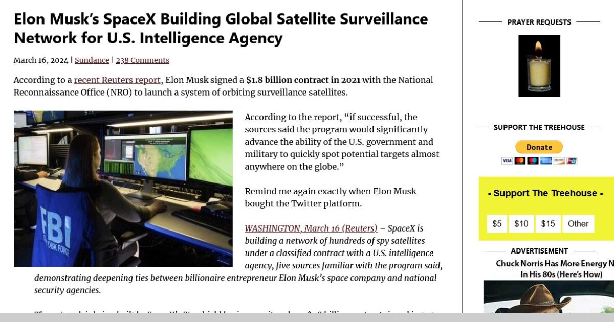 Elon Musk got $1.8 Billion Contract to build Satellite Spy Network for ...