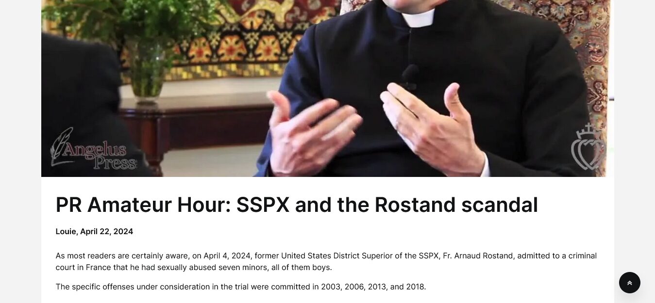 The Rostand communiqué shows a SSPX is riddled with incapacity to face ...