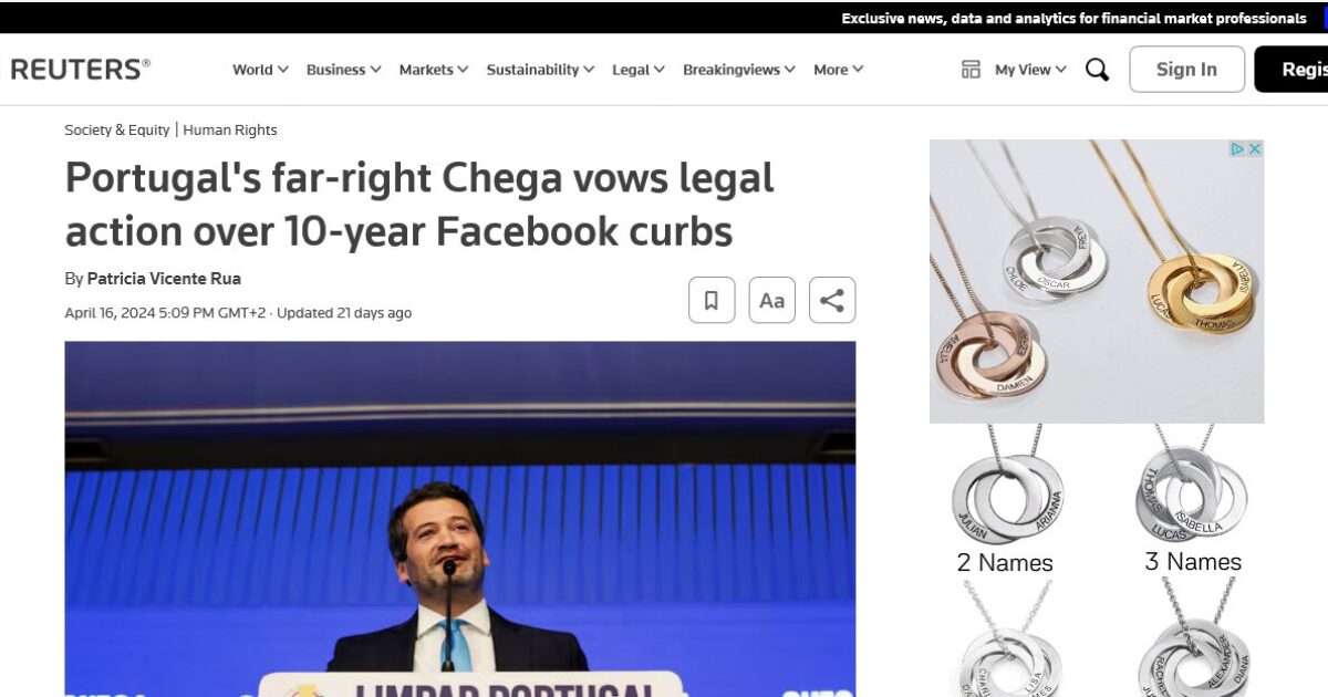 PORTUGAL: Zuckerberg bans Chega Party from FaceBook for 10 years | From ...