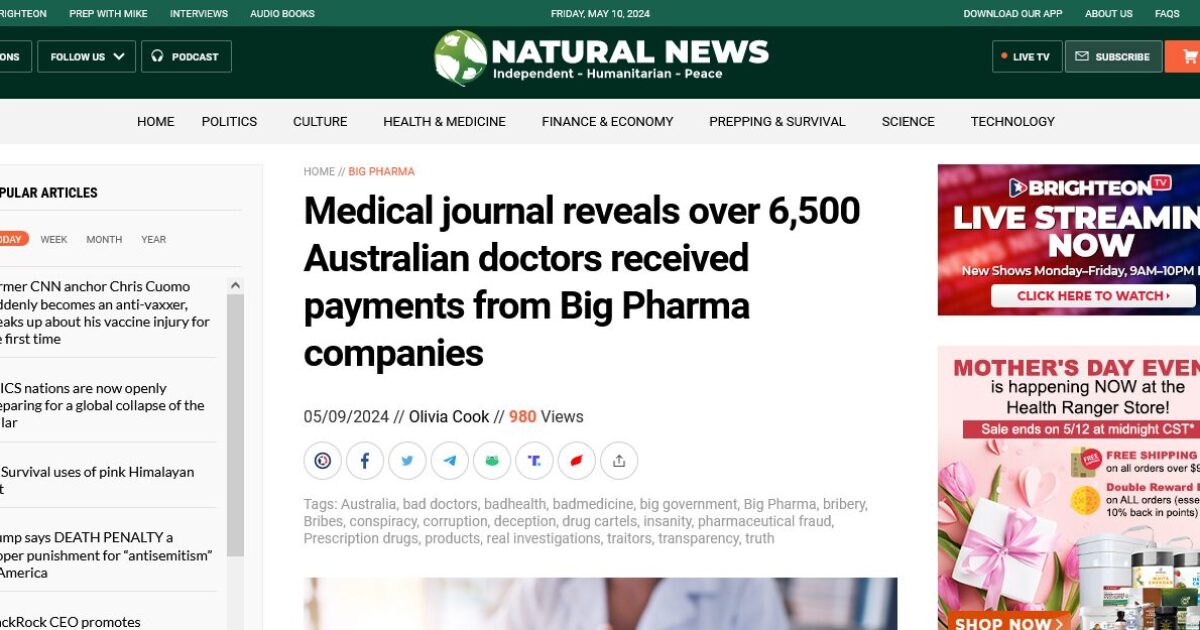 AUSTRALIA: Big Pharma paid Doctors of Medicine $33 Million during ...