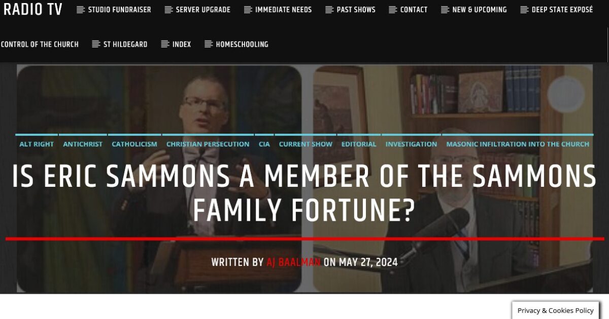 Is Eric Sammons a Member of the Charles A. Sammons Fortune? | From Rome