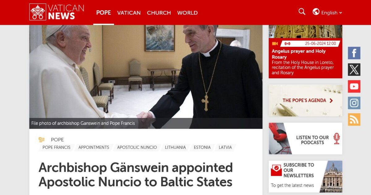 VATICAN: Pope Francis rewards Ganswein for dissing ‘conspiracy theories ...