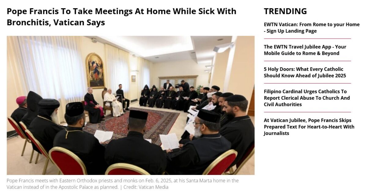 Pope Francis, sick with Bronchitis, working from “home” | From Rome