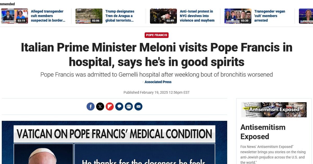 Italian PM Visits Pope Francis, despite polymicrobial pneumonia | From Rome