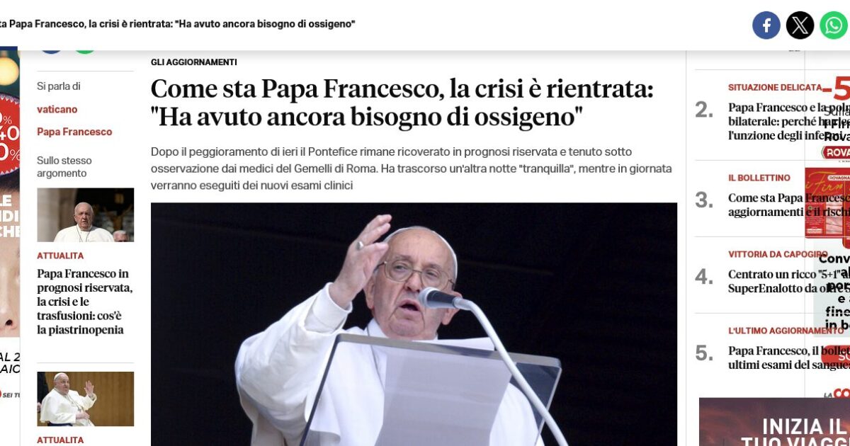 RAI News Live Video from Gemelli Hospital, Rome | From Rome