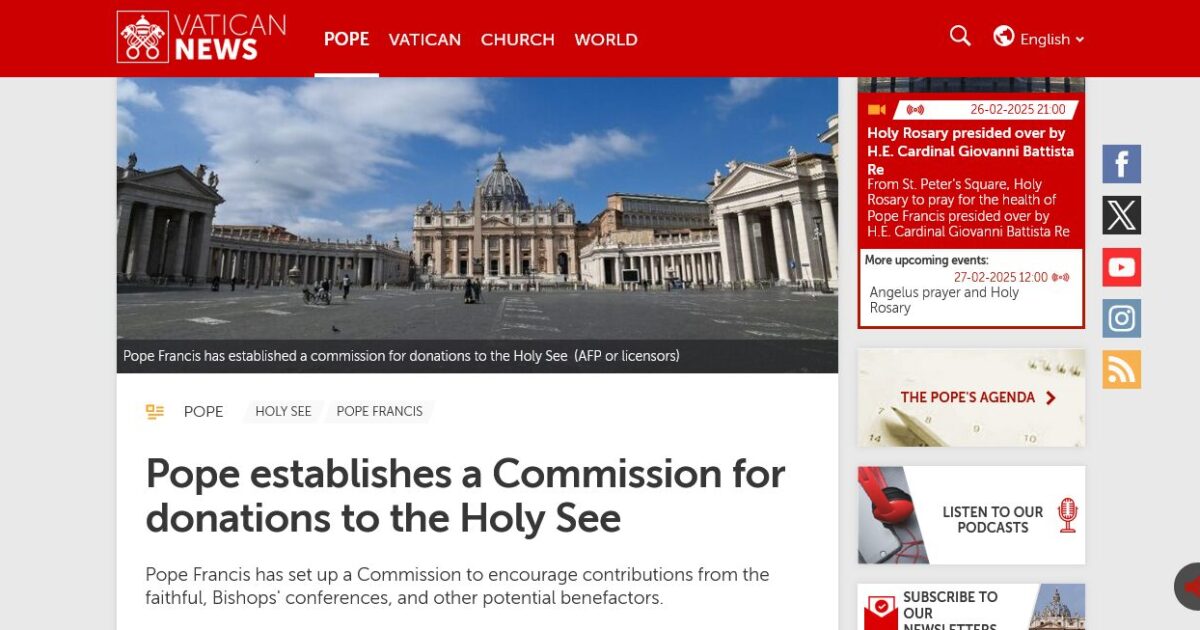 Pope Francis creates Donation Commission, while paying royalties for ...