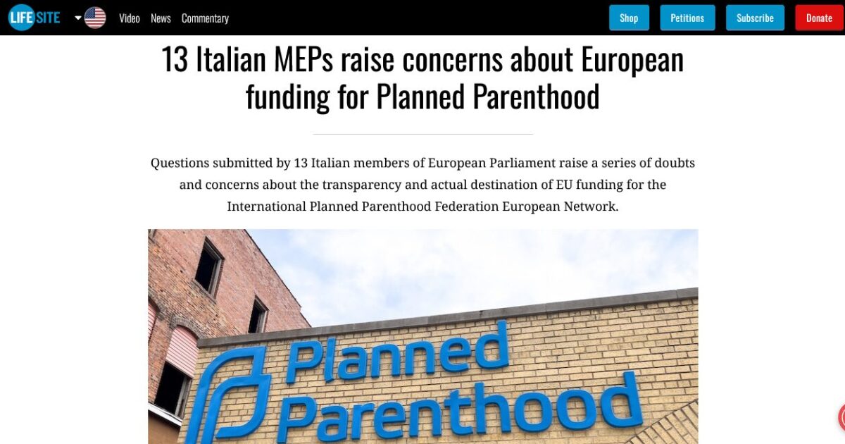 ITALIAN MEP’s Question EU Funding of Abortion Lobbyists | From Rome