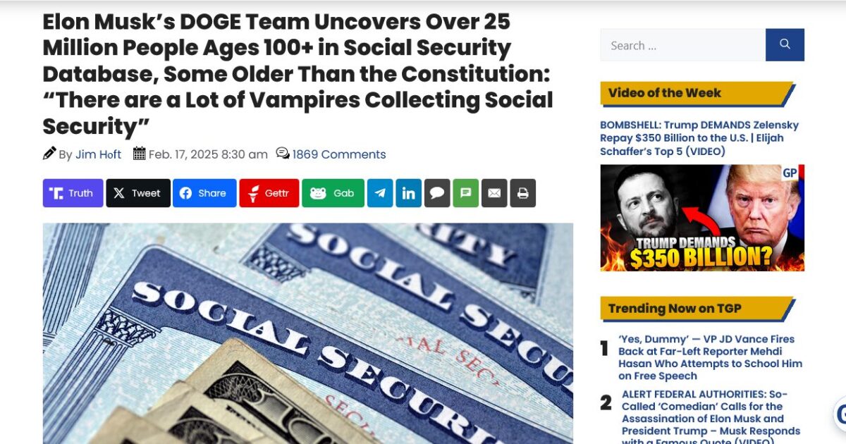 USA: 25 Million undead found in Social Security Database | From Rome