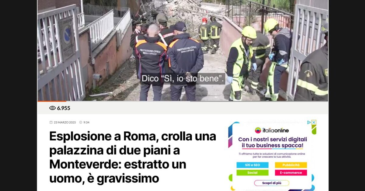 ROME: Massive Explosion this morning in Monteverde neighborhood | From Rome