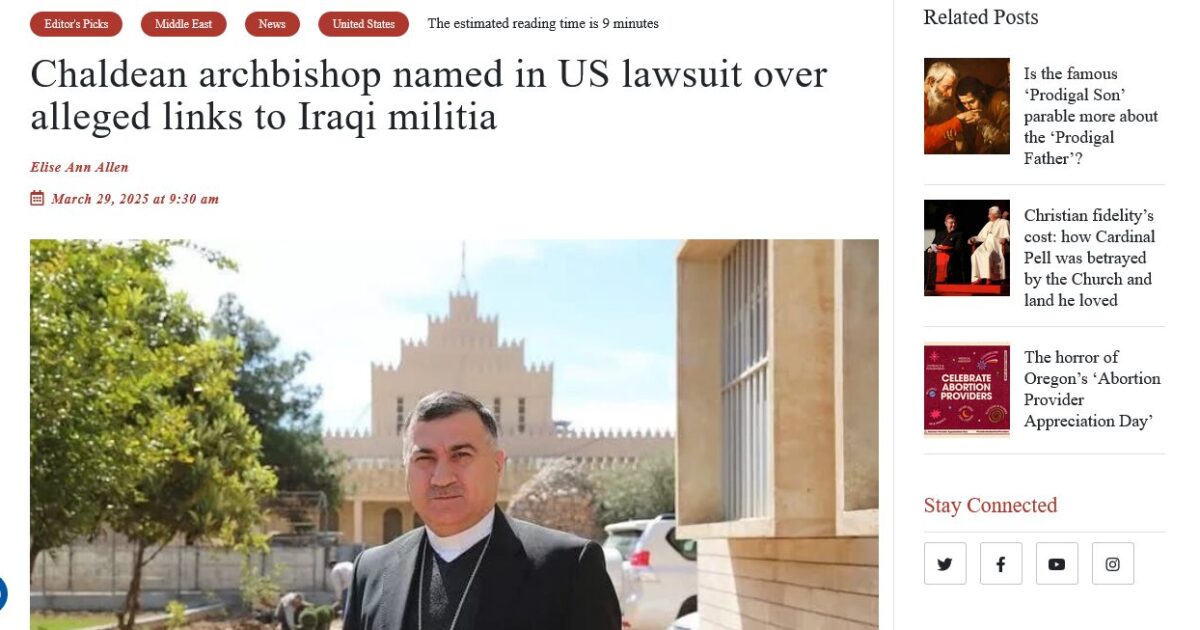 IRAQ: Chaldean Archbishop of Erbil named in U.S. Lawsuit for Criminal ...